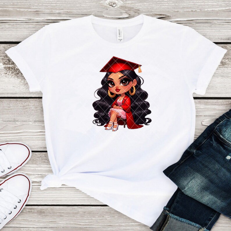 9 ~cute Red Cap Graduate Chibi Girls • Png Files for Sublimation on T ...