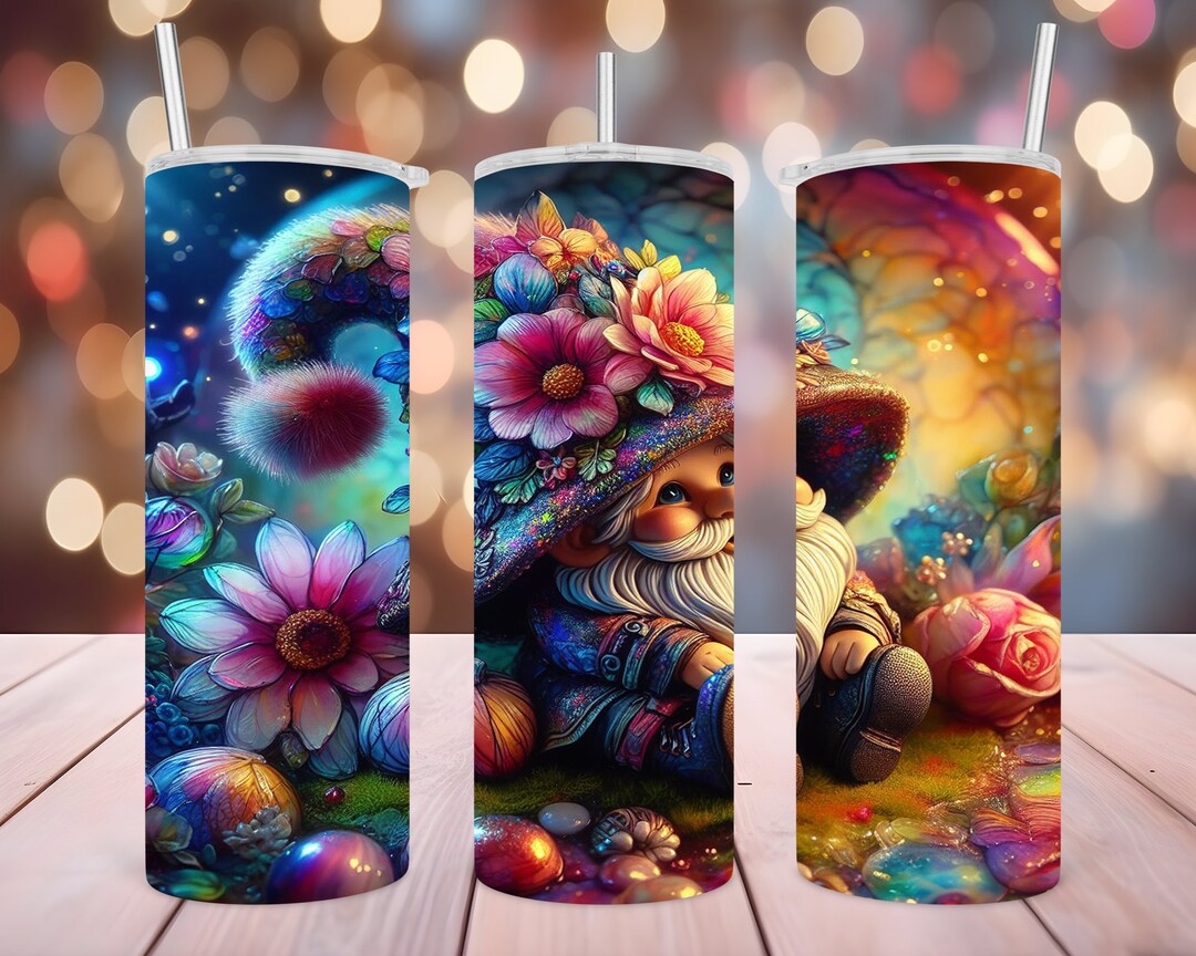 Cute Colorful Gnome 20oz Skinny Straight Tumbler Wrap Sublimation ...