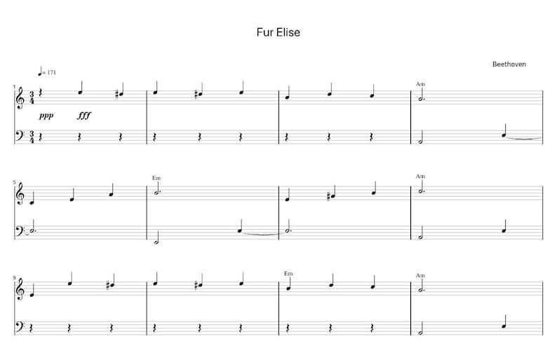 Fur Elise by Beethoven Sheet Music - Digital Download, Easy Printable ...