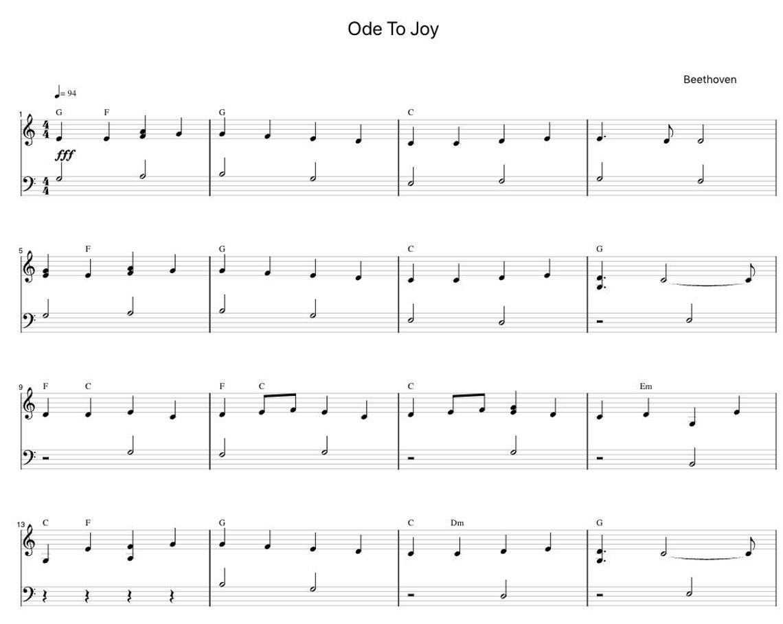 Ode to Joy by Beethoven Sheet Music - Digital Download, Easy Printable ...