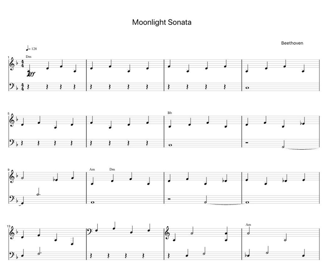 Moonlight Sonata by Beethoven Sheet Music - Easy Piano (digital ...