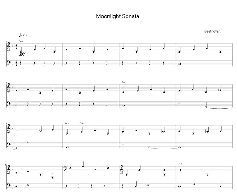 Moonlight Sonata by Beethoven Sheet Music - Digital Download, Easy ...