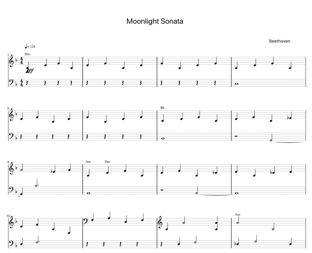 Moonlight Sonata by Beethoven Sheet Music - Digital Download, Easy Printable Music Sheet for ...