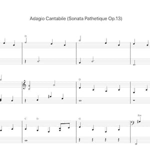 Adagio Cantabile (sonata Pathetique Op.13) by Beethoven Sheet Music - Digital Download, Easy ...