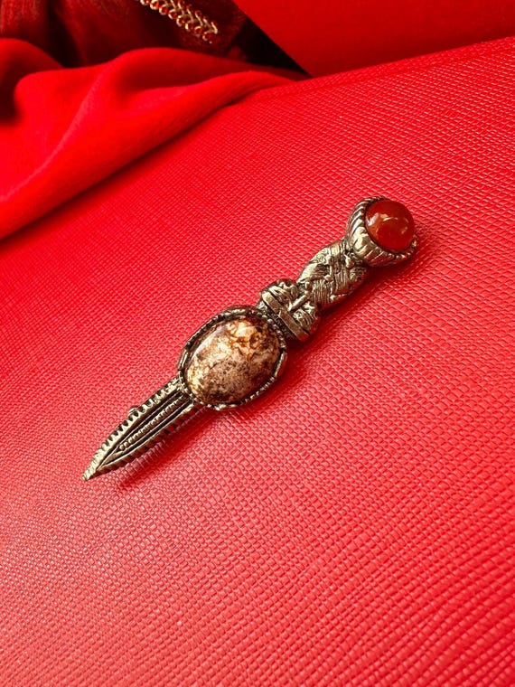 vintage Scottish dirk dagger kilt pin brooch pewter C… - Gem
