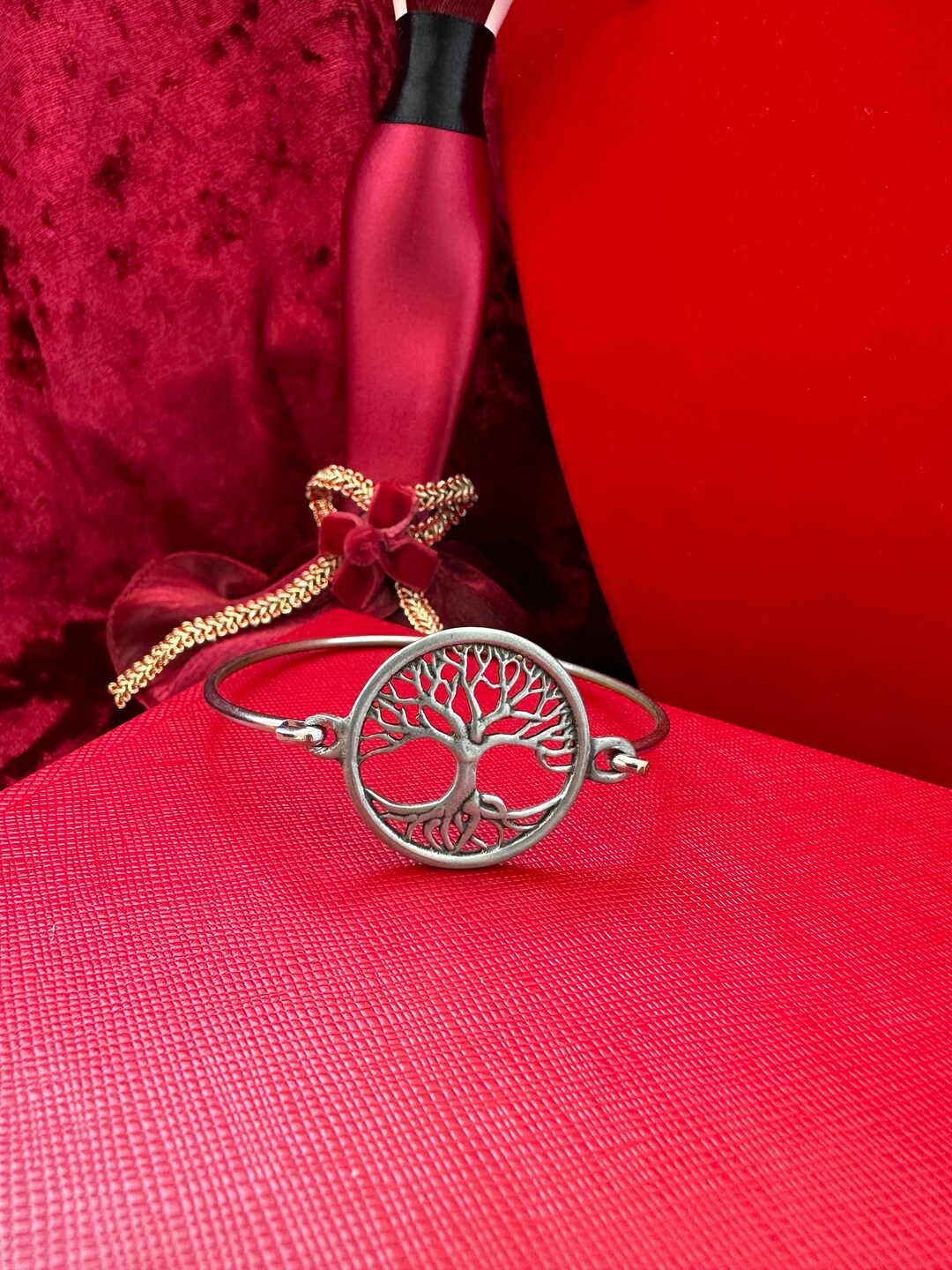 Vintage St Justin Tree of Life Bangle Bracelet, Celtic Pewter Bracelet ...