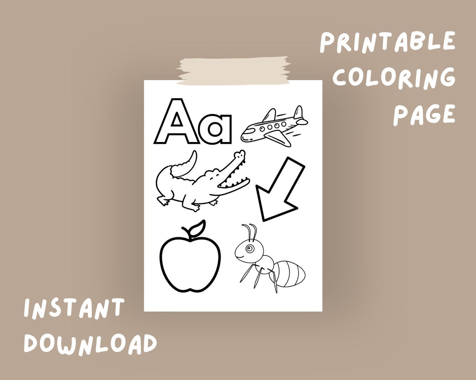 Letter A Digital Download Coloring Page Printable Kids Coloring Pages ...