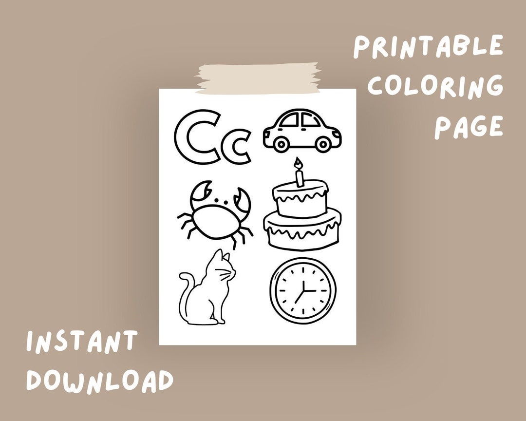 Letter C Digital Download Coloring Page Printable Kids Coloring Pages ...