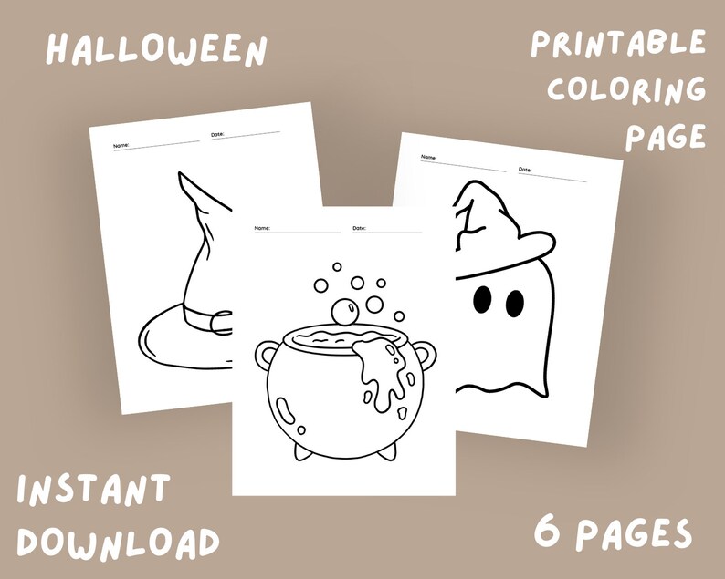 Halloween Themed Printable Digital Download Coloring Page 6 Printable ...