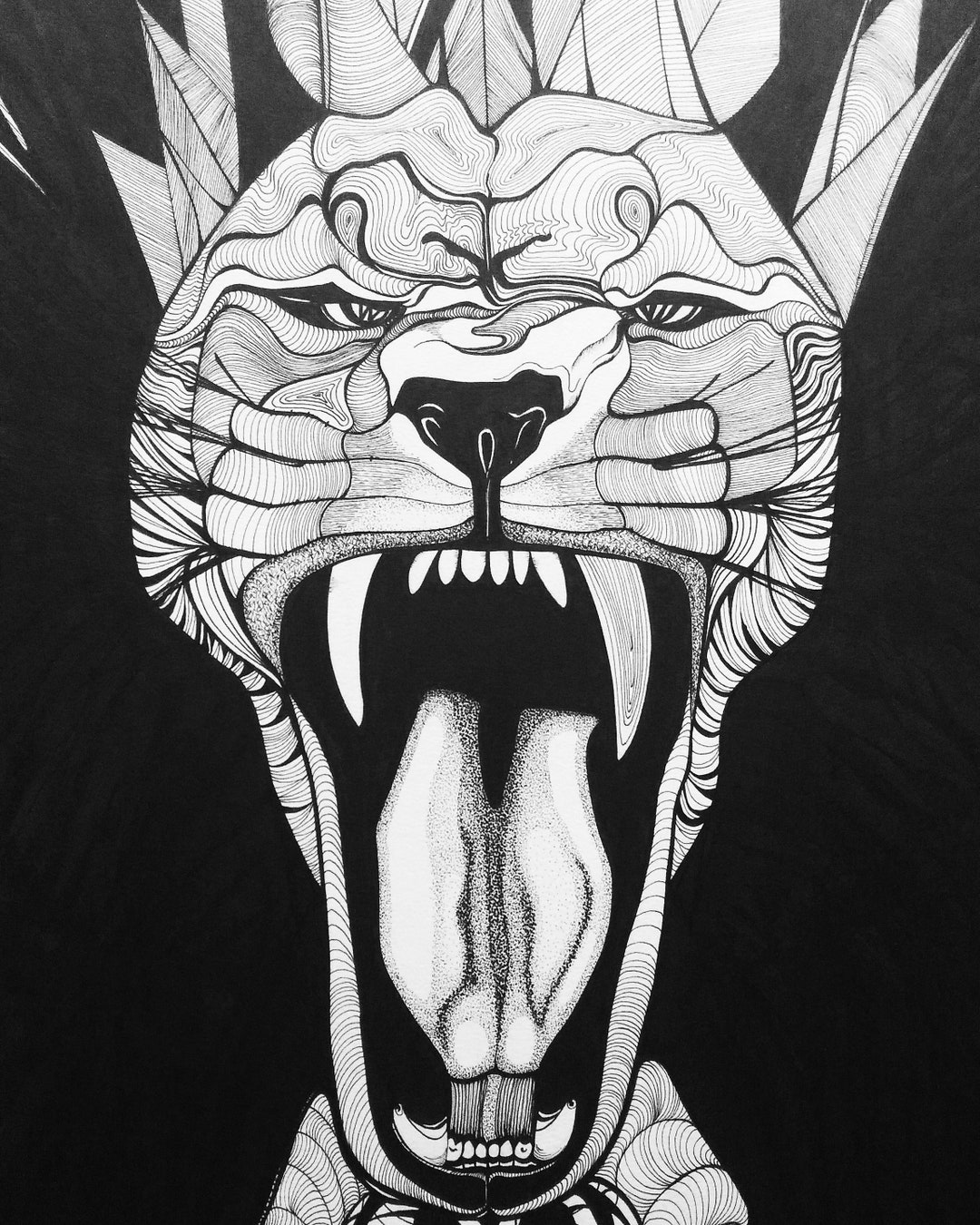 Devour,tiger Art,lion Art, Drawing , Safari Art , Wildcat Art,ink ...
