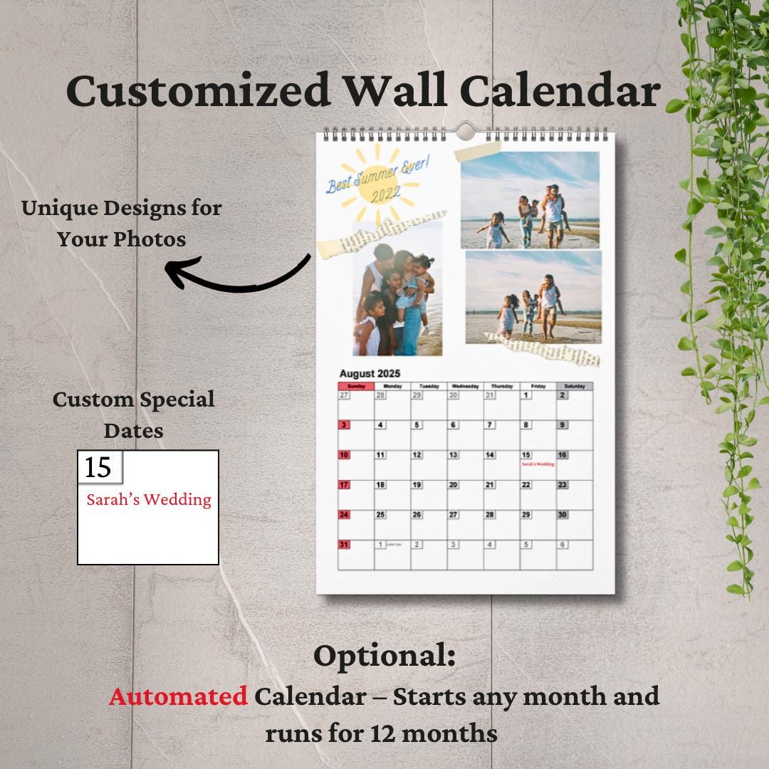 Custom Photo Wall Calendar - Personalized With Your Photos & Special ...