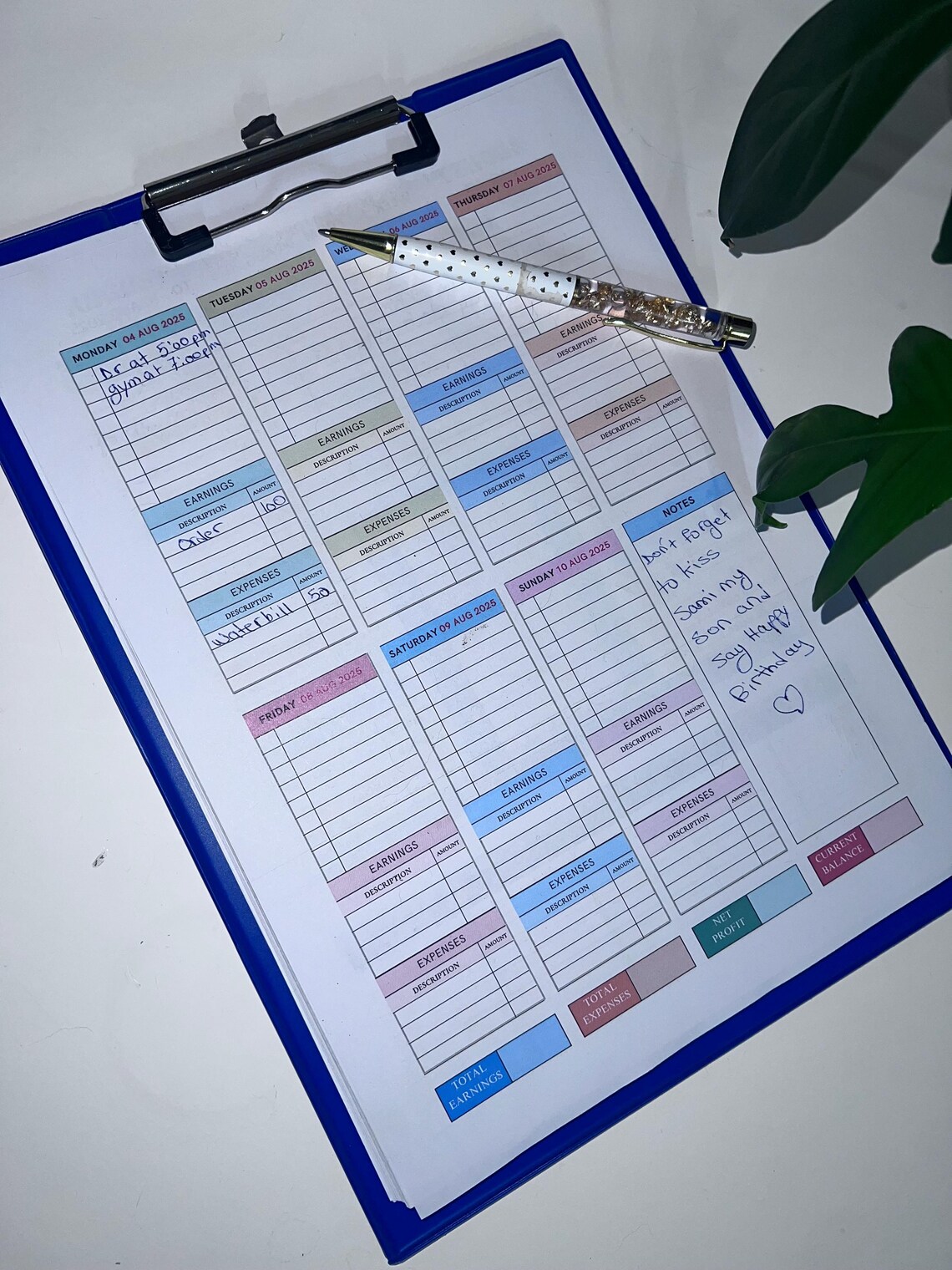 Printable Digital Planner Dated Weekly Custom PDF A4 Habit Tracker With ...