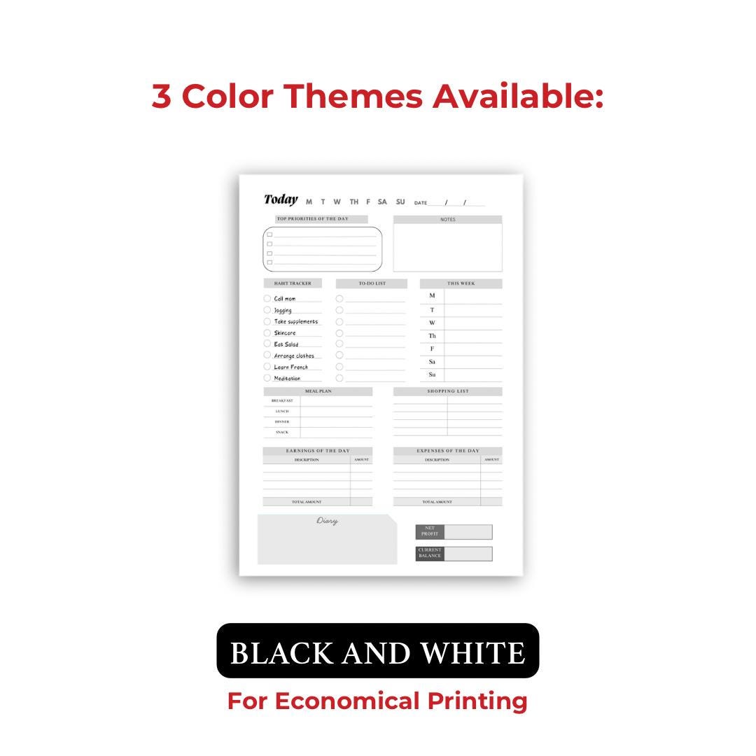 Undated Daily Planner Printable A4 – Custom Habit Tracker – PDF Digital ...
