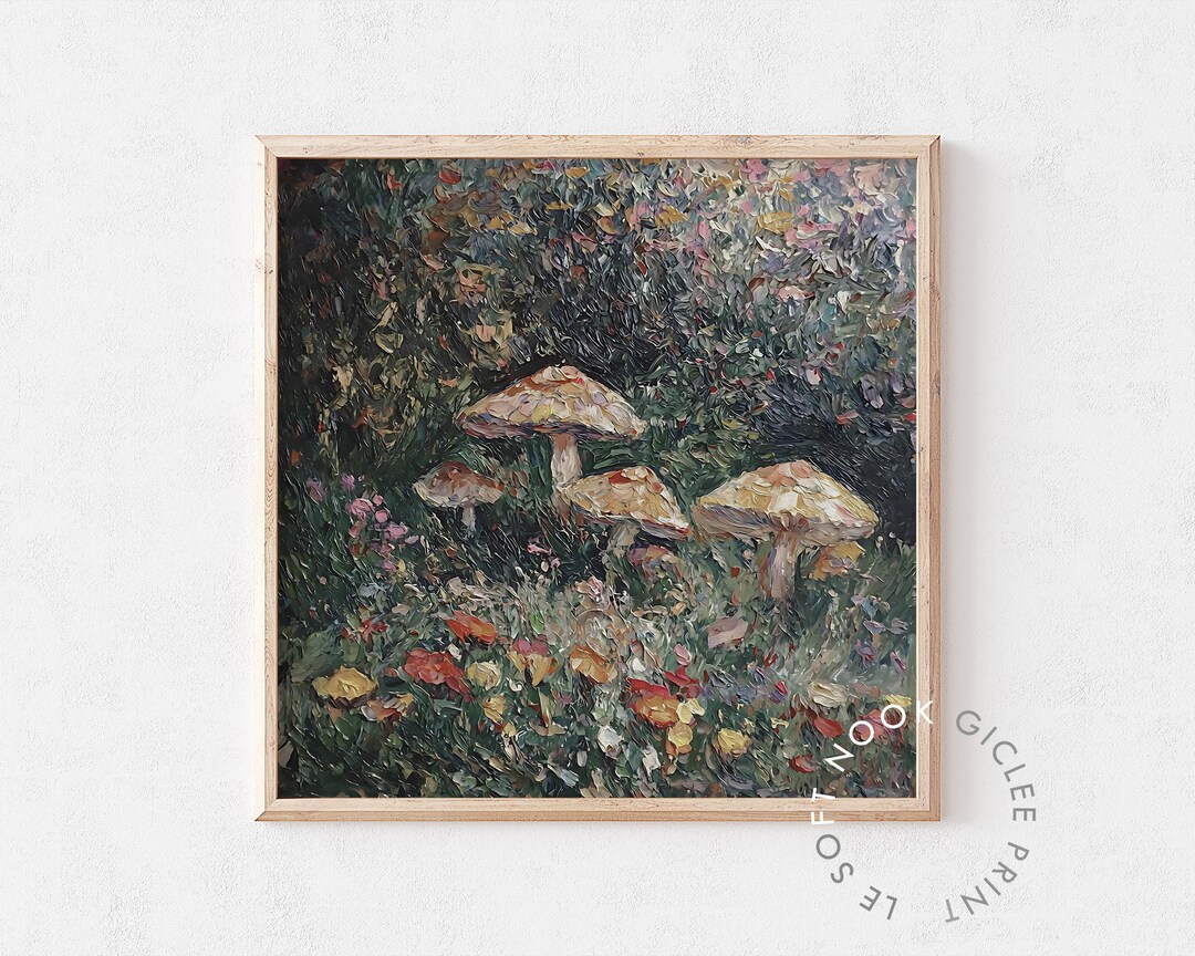 Forest Mushroom Print, Vintage Woodland Wall Art, Dark Academia Decor ...