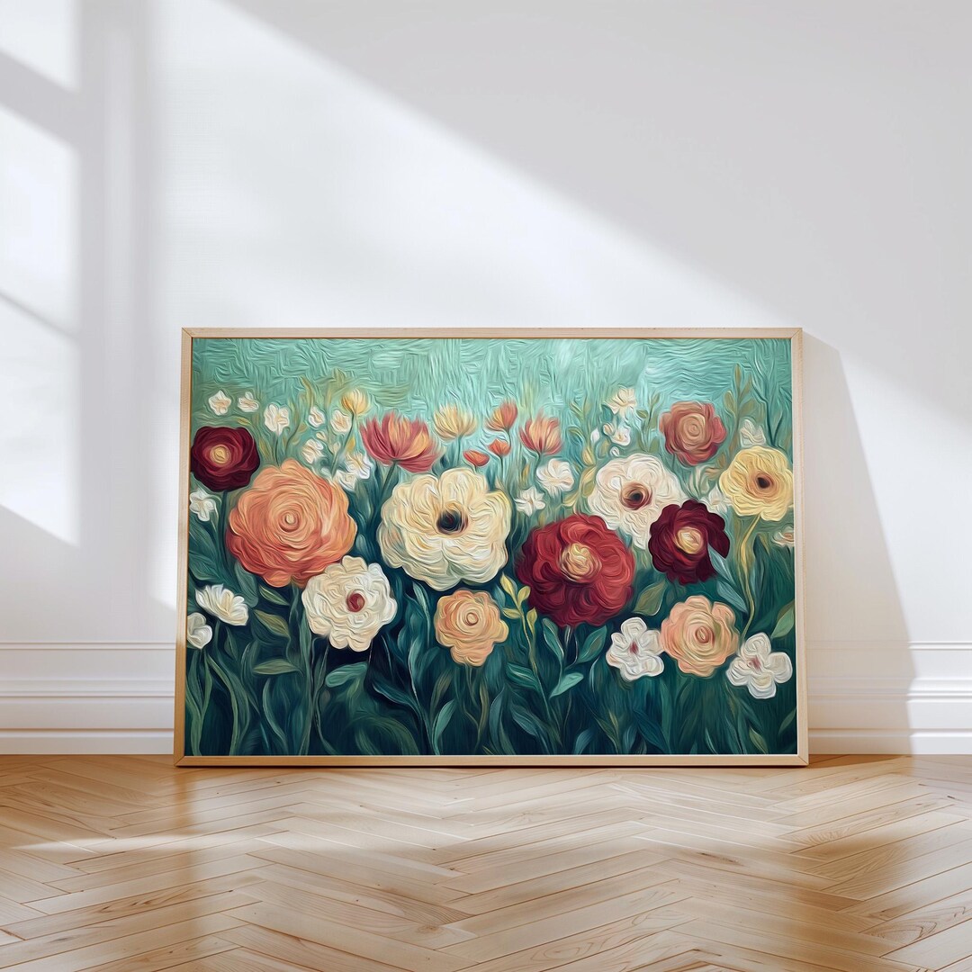 Bold Floral Wall Art, Green Flower Poster, Modern Botanical Print ...