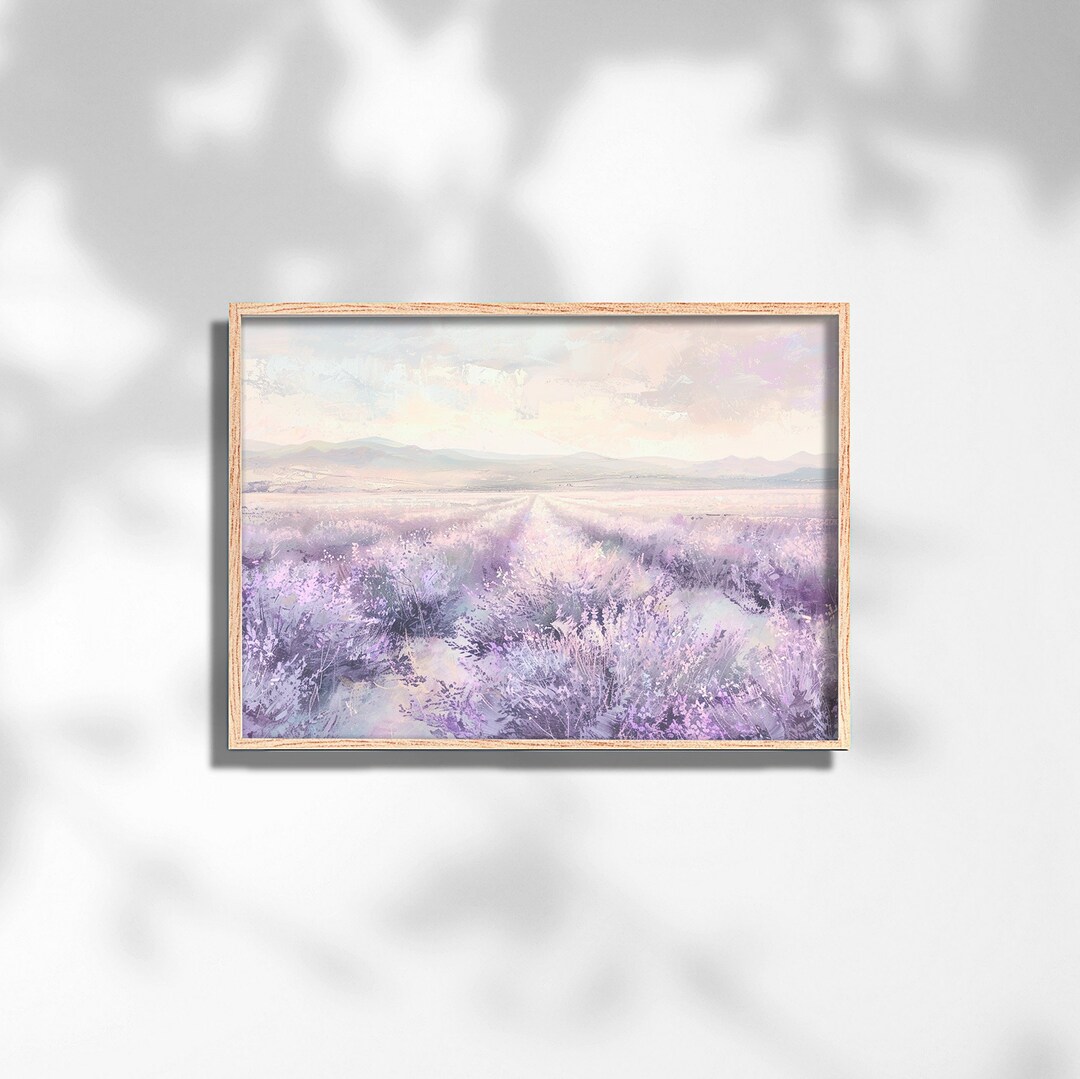 Tranquil Lavender Field Art Print Serene Purple Blossoms Floral Home ...