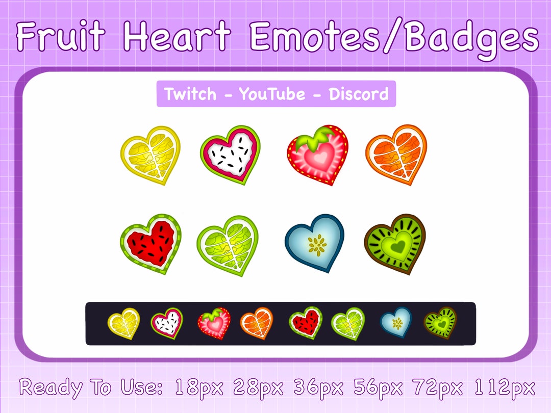 Fruit Heart Twitch Emotes Badges - Etsy