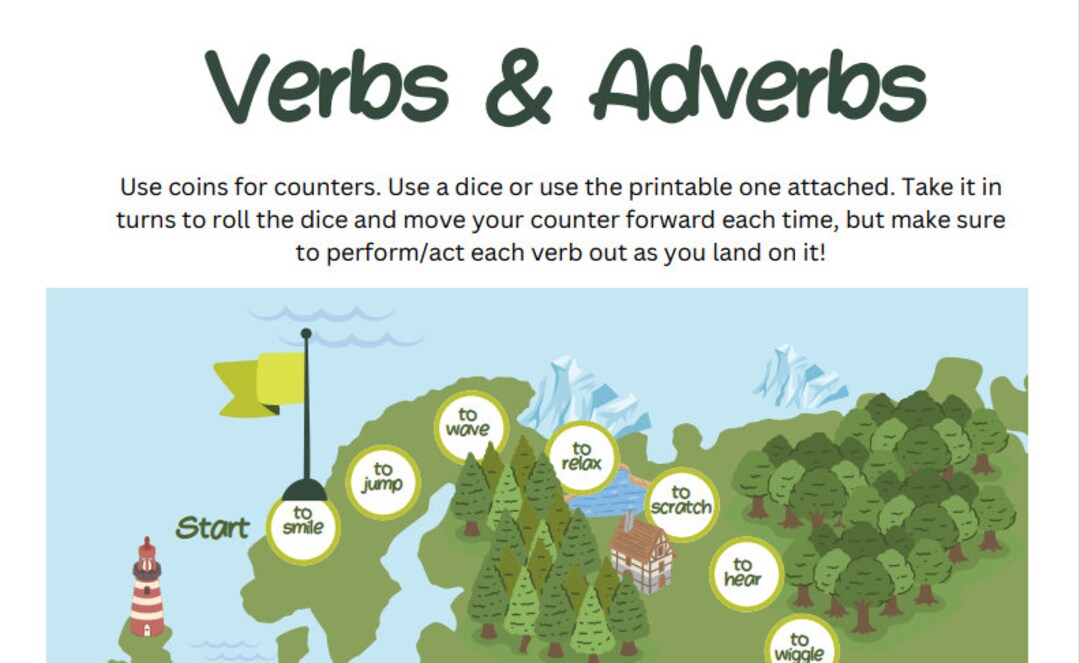 Verbs and Adverbs Printable Board Game Revision Sats GCSE 11plus - Etsy