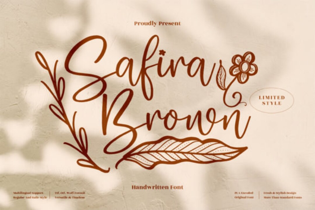 Safira Brown Font, Script Beautiful Font, Vintage Font, Retro ...