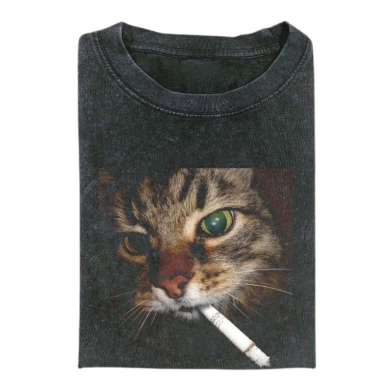 Funny Smoking Cat Meme Hoodie, Cigarette Kitty Gen Z Joke Tee, Stupid ...