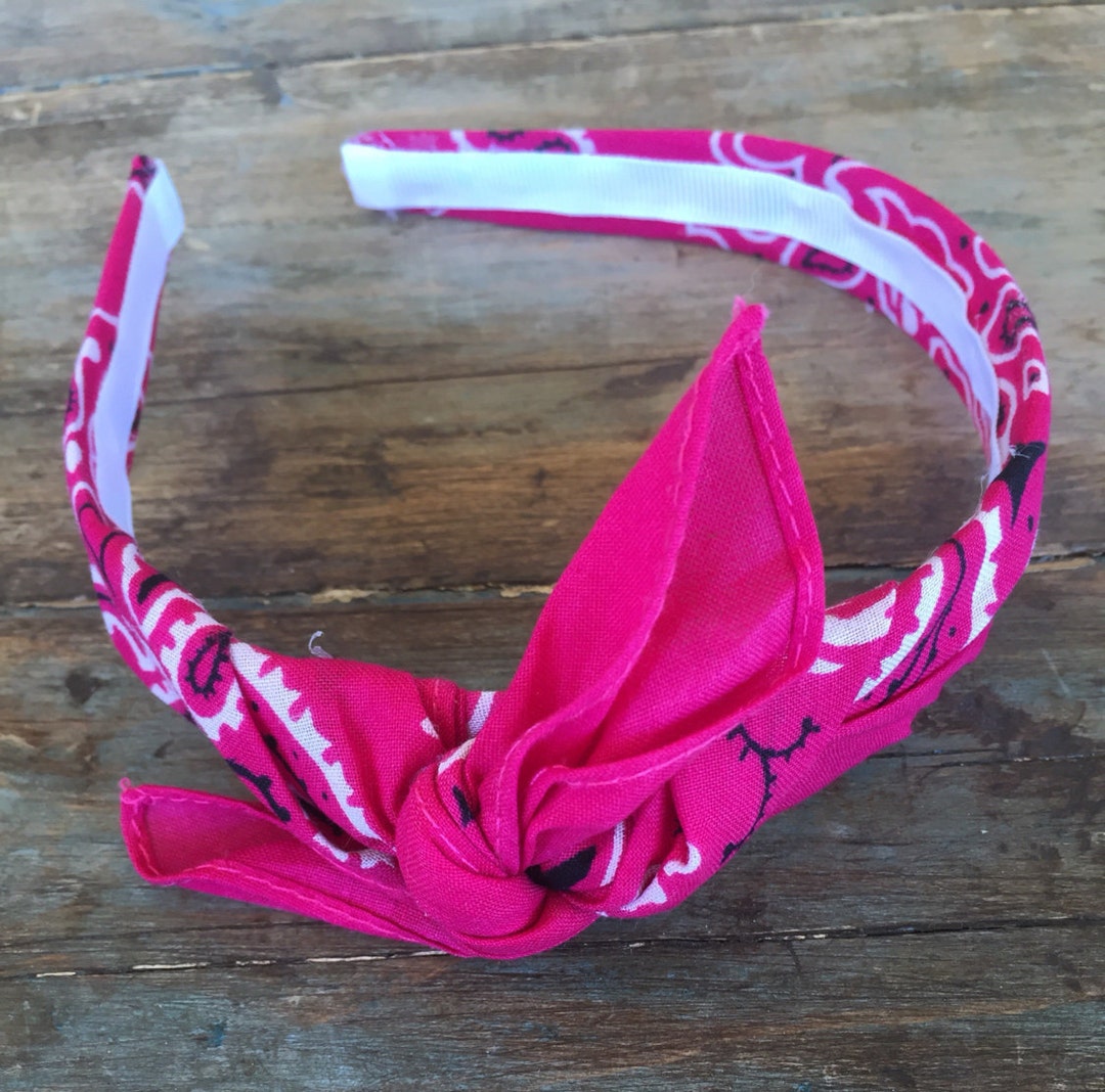 Dark Pink Bandana Knot Tied Headband, Tied Hairband, Fashion Headband ...