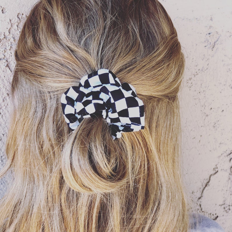 Red WHITE Checkerboard Scrunchie Hair Tie ONE SCRUNCHIE - Etsy