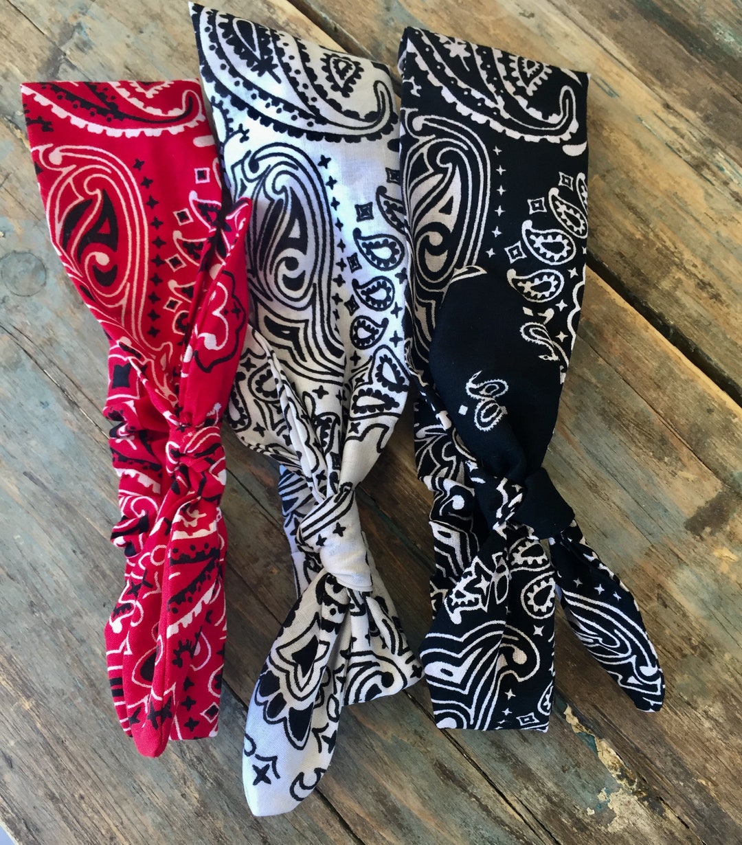 Bandana Paisley Elastic Head Wrap, Bandana Headband, Women Headband ...