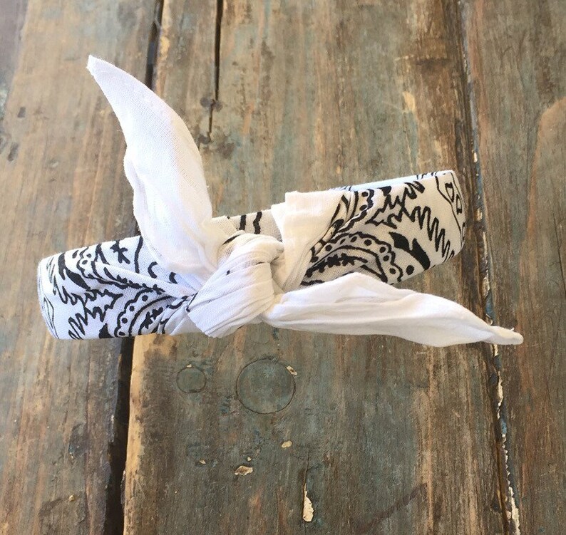 WHITE Bandana Knot Tie Headband, Bandanna Head Wrap, Rock Fashion ...