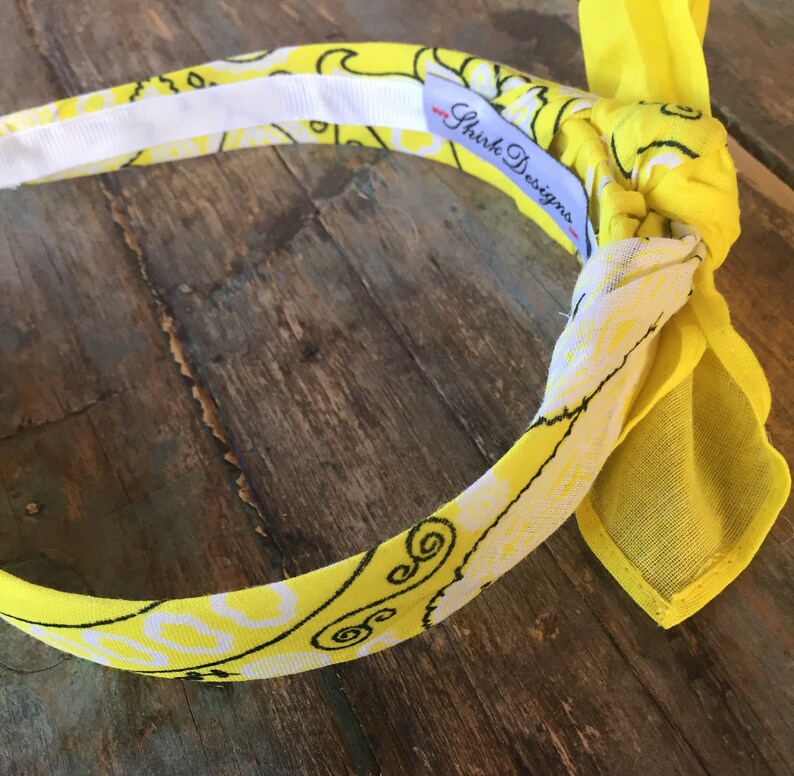 NEON YELLOW Bandana Knot Tied Headband Paisley Bandana - Etsy