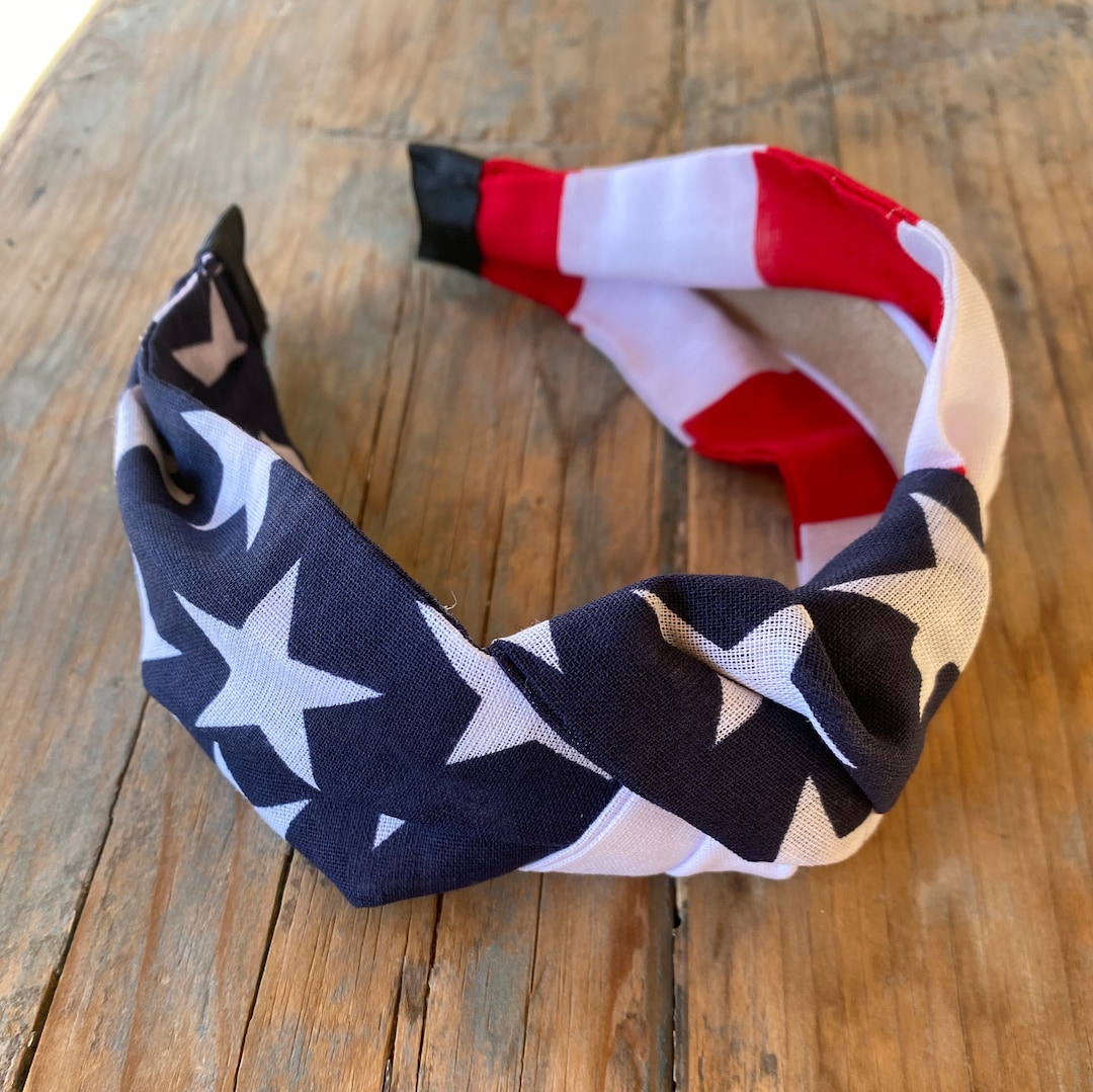Top Knot American Flag Headband, Bandana Head Wrap, Patriotic Hairband ...