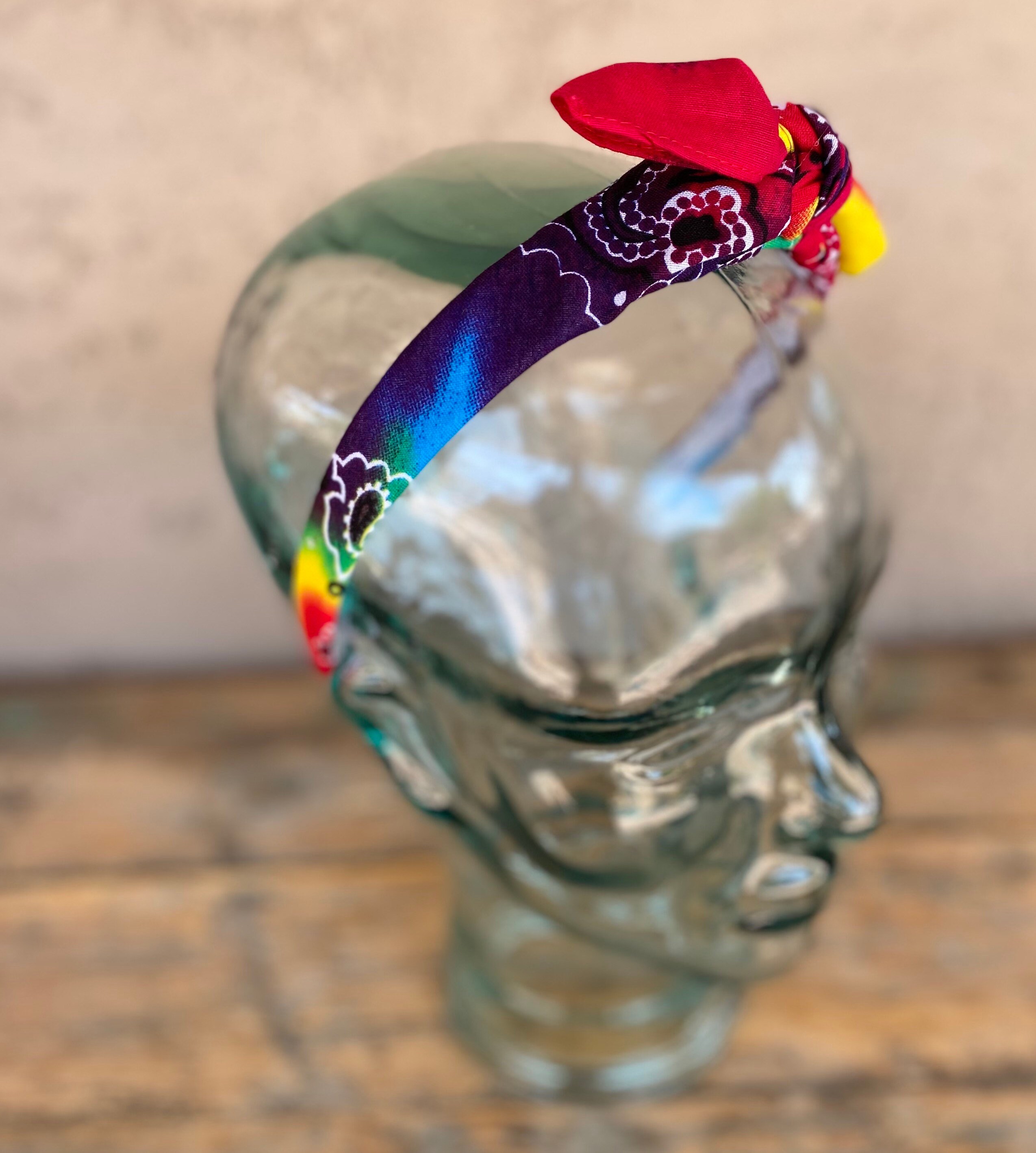 RAINBOW Tie Dyed Bandana Knot Tie Headband Bandanna Head Wrap | Etsy