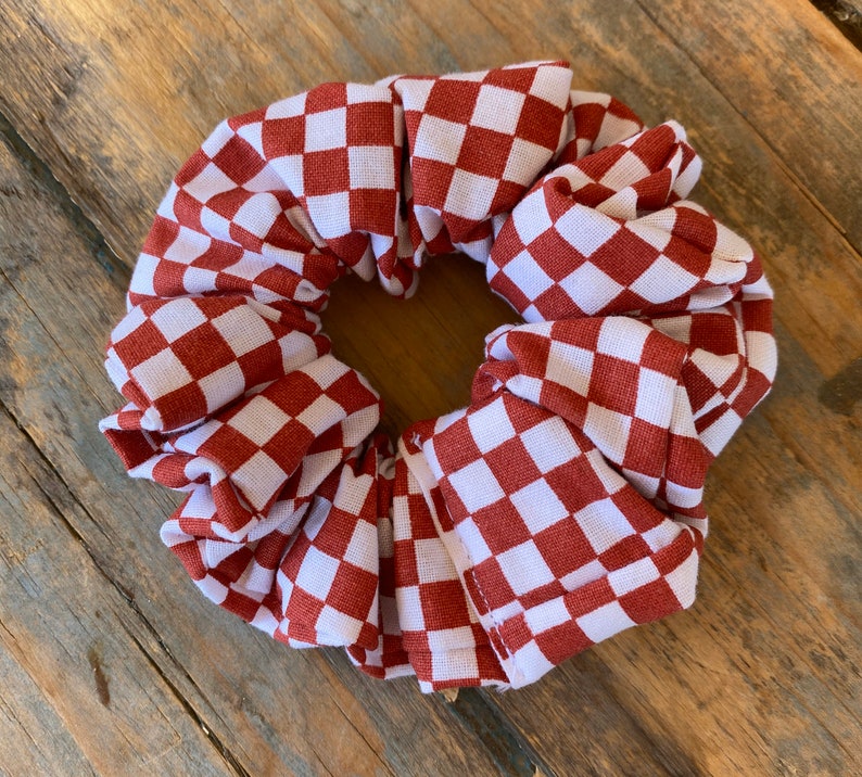 Red WHITE Checkerboard Scrunchie Hair Tie ONE SCRUNCHIE - Etsy