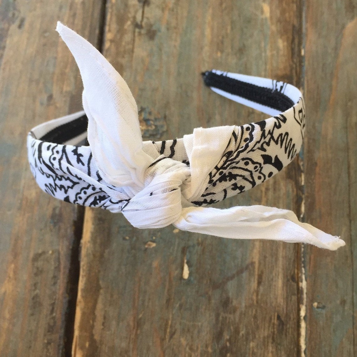 WHITE Bandana Knot Tie Headband, Bandanna Head Wrap, Rock Fashion ...