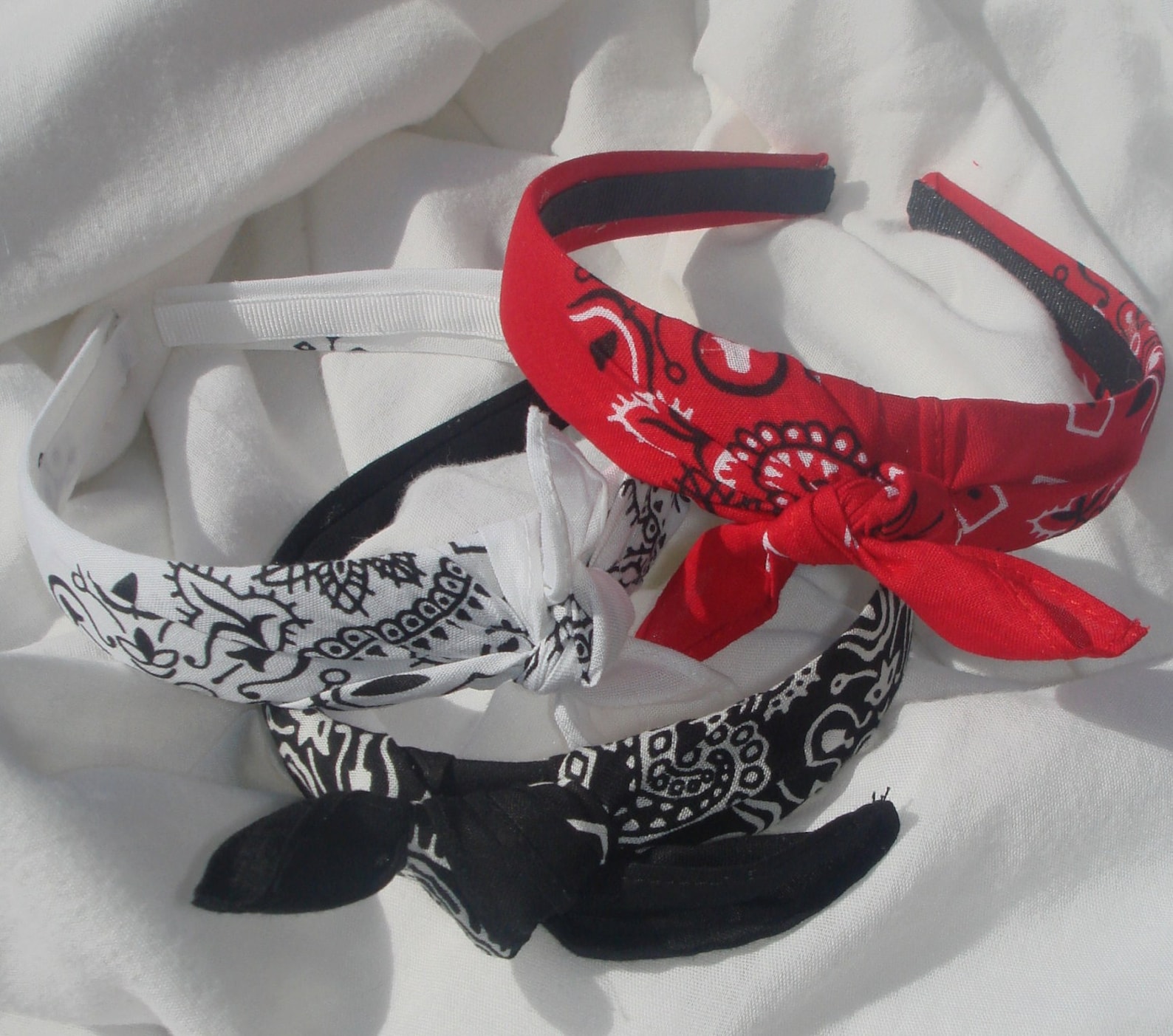 WHITE Bandana Knot Tie Headband Bandanna Head Wrap Rock | Etsy