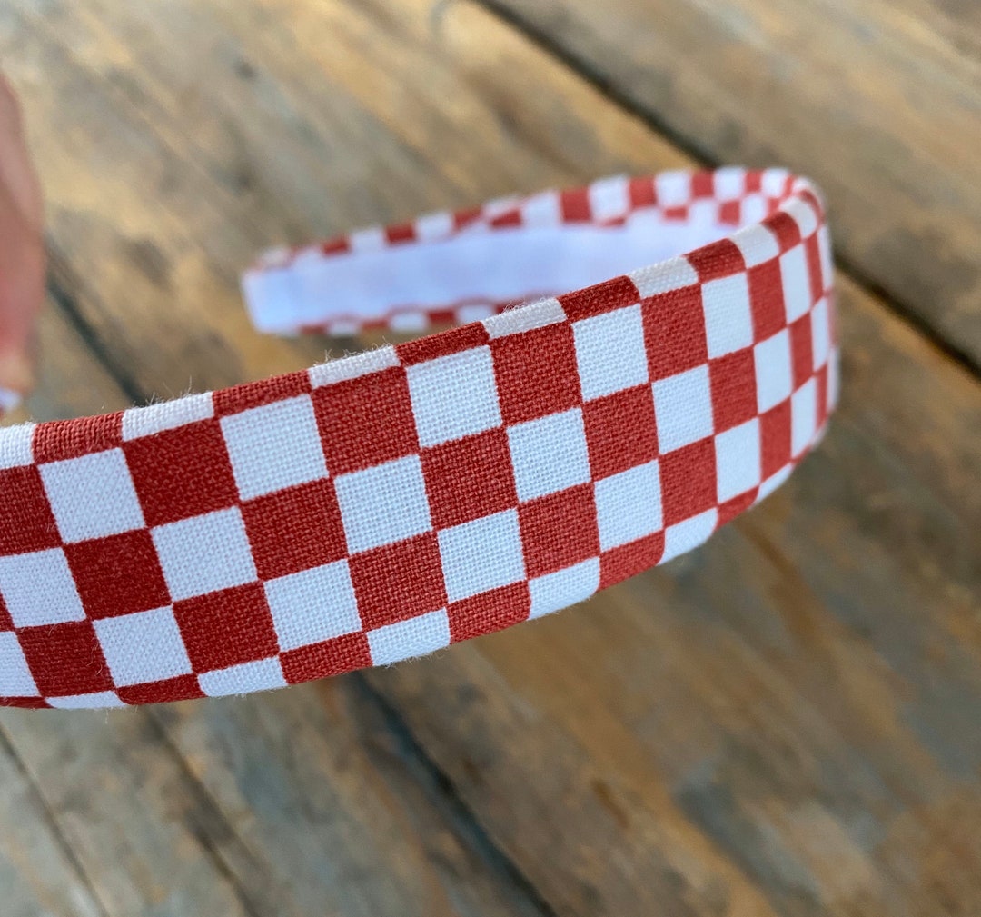 Red Checker Board Headband, Checker Hairband, Womens Fashion Hairband ...