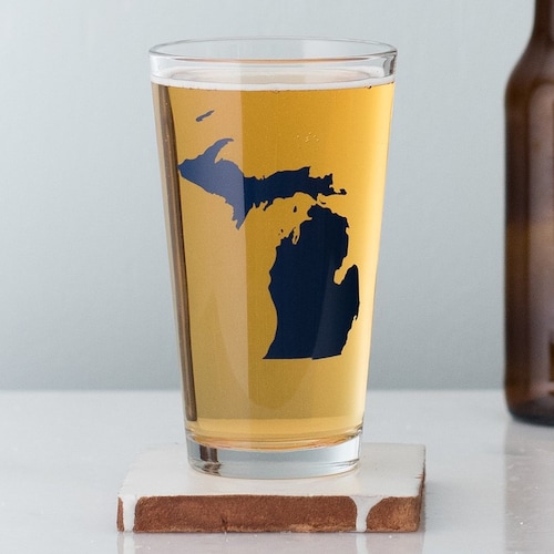Michigan Pint Glass SET of 2 - Etsy
