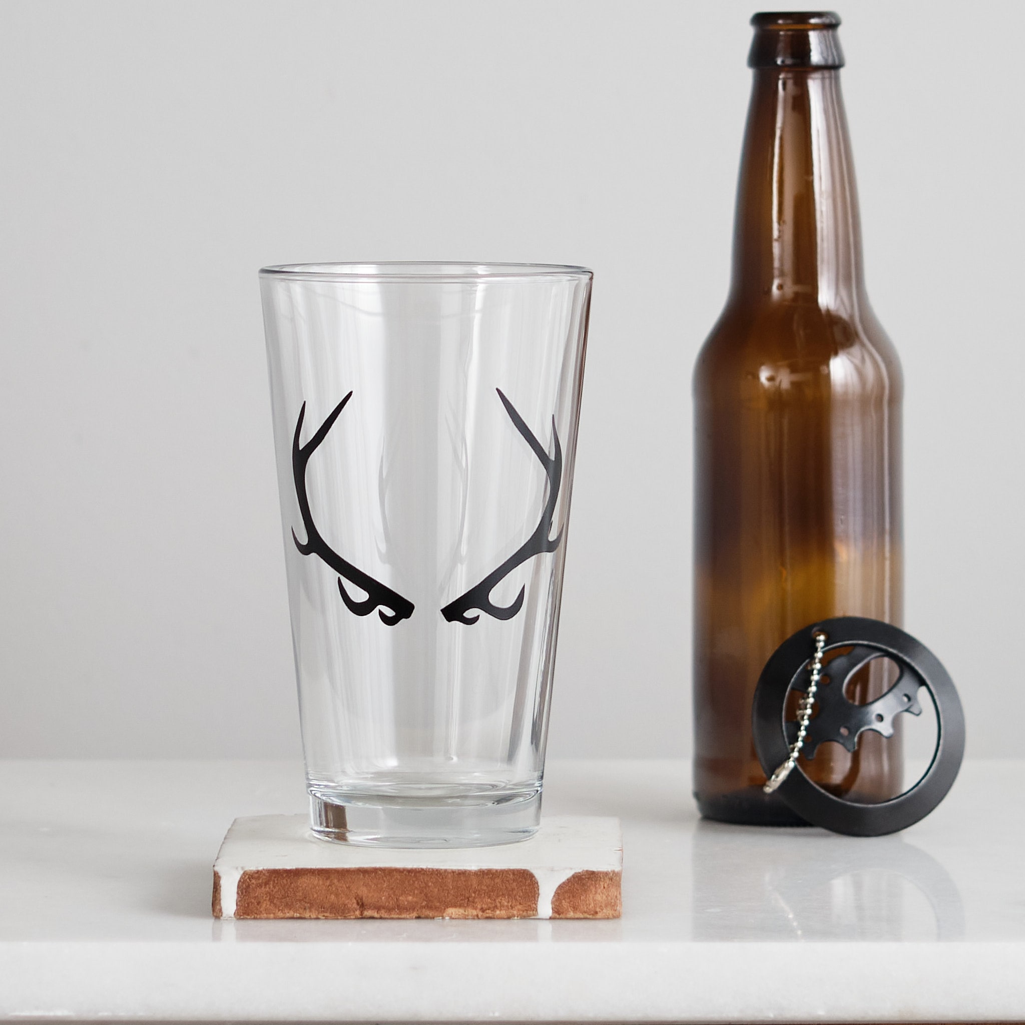Antler Screen Printed Glassware, Matte Black, Pints and Old Fashioned ...