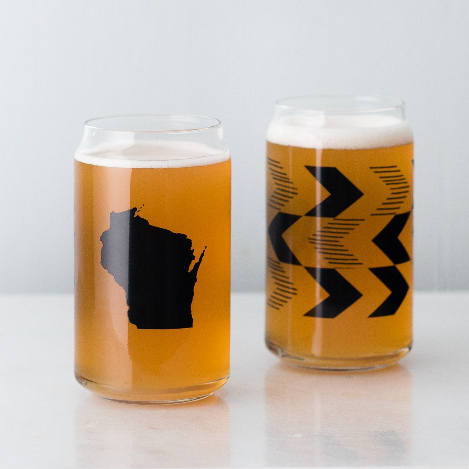 State Chevron Can Glass Set of 2 - Etsy