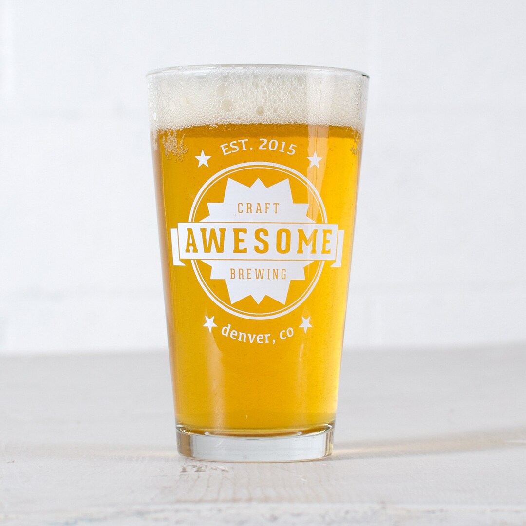 CUSTOMIZED PINT GLASSES - "awesome" Design Screen Printed 16oz. Beer ...
