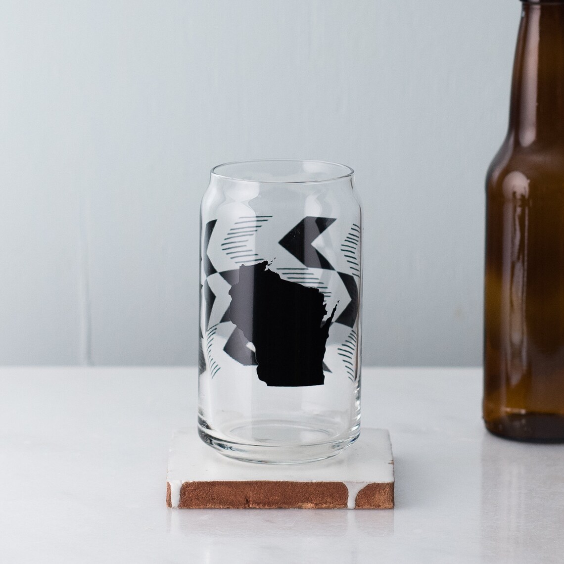 Custom State Chevron Can Glass - Set of 6 - Etsy