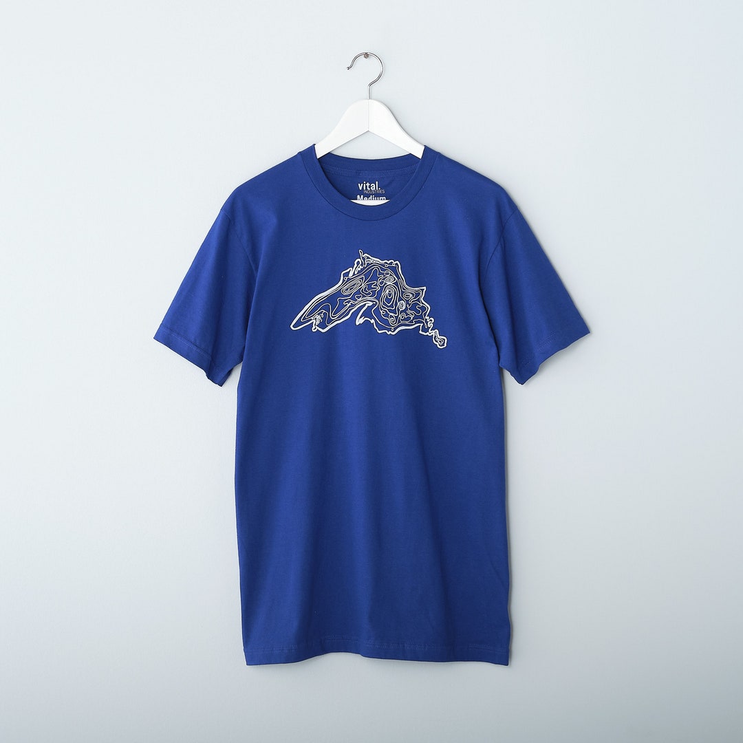 Men's Lake Superior Tee, Great Lakes Lapis Blue Cotton T-shirt - Etsy