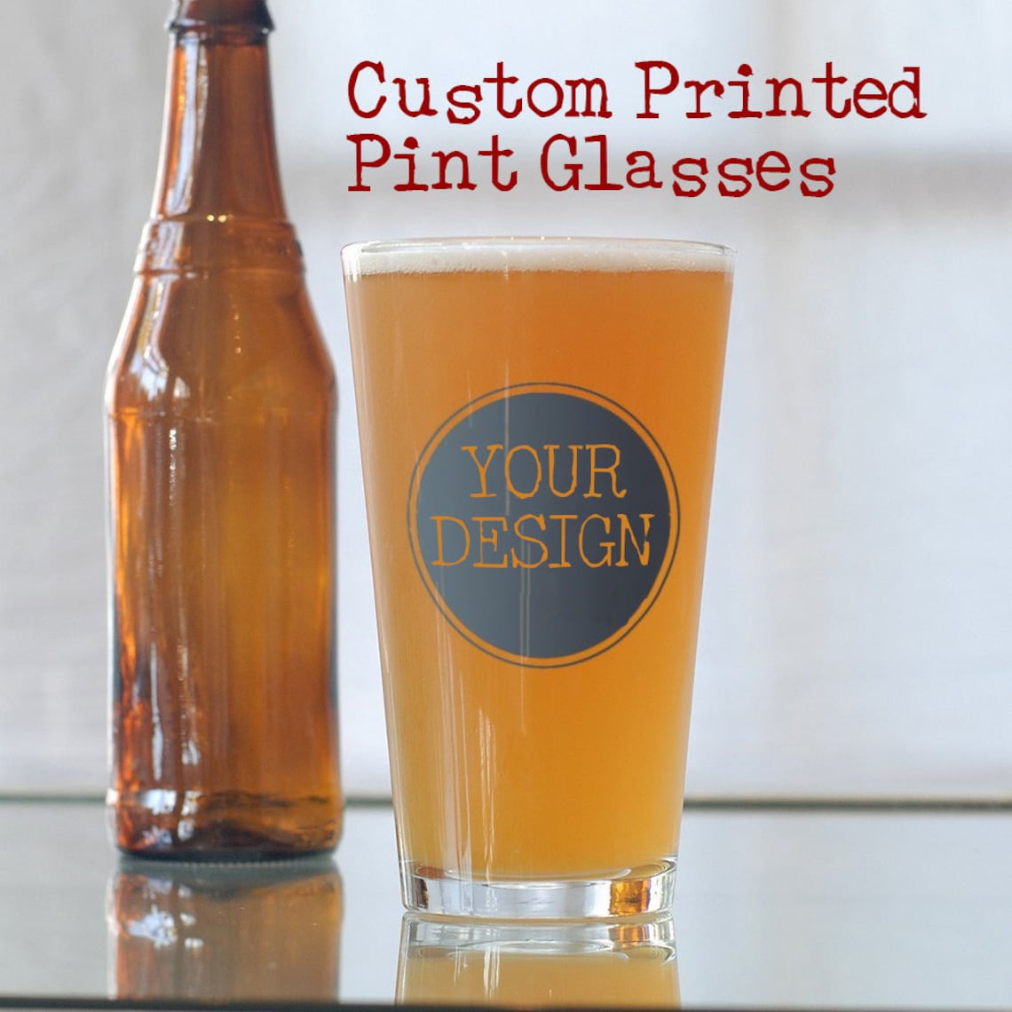 Custom Printed Pint Glasses Your Artwork Set of 6 - Etsy