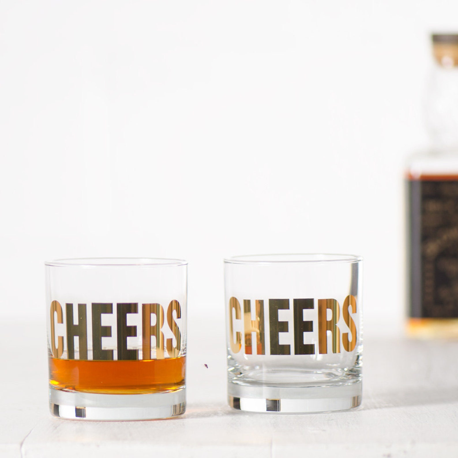 20k Gold Cheers Rocks Glass- SET of 2 - Etsy