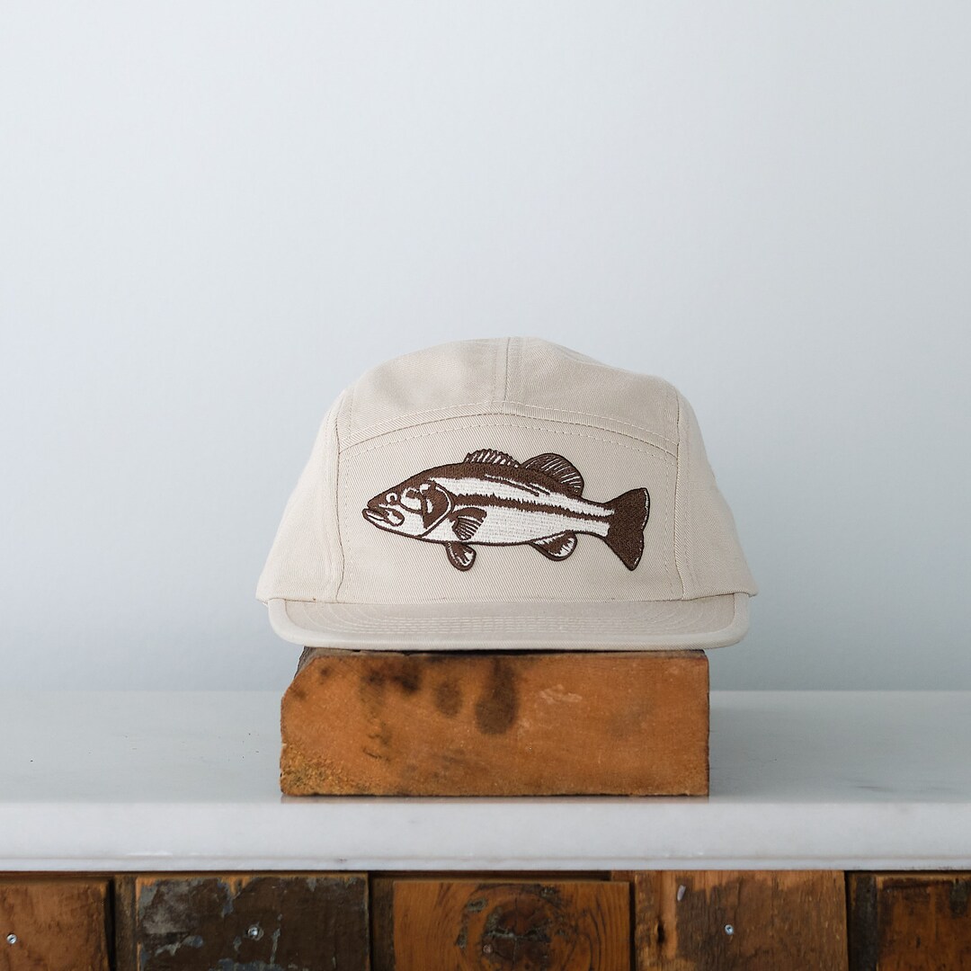 Bass Fish Patch 5 Panel Hat, Khaki, Fishing Gifts for Him - Etsy