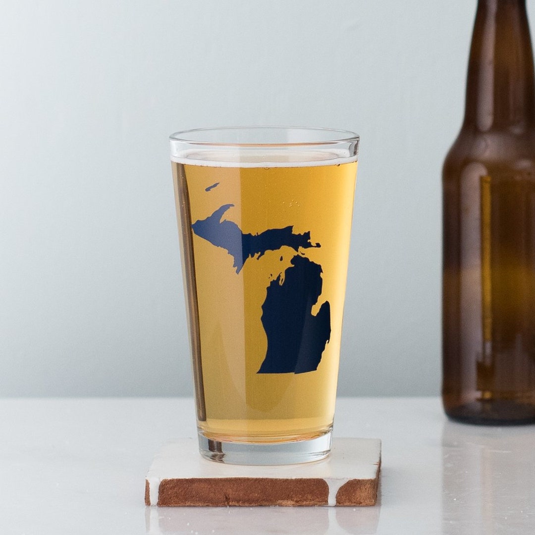 Michigan Pint Glass- SET of 2 - Etsy