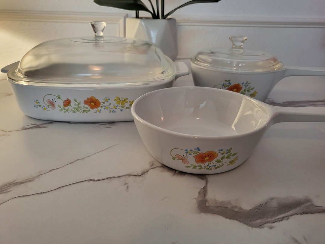 Wild Flower Bouquet Corning Ware Casserole Square Shape With Lid and ...