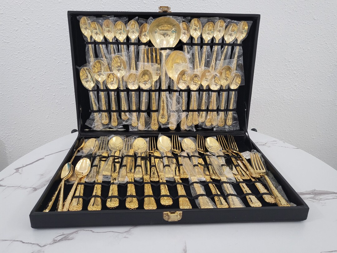 Rogers Gold Plated Silverware Box Antique Vintage - Etsy