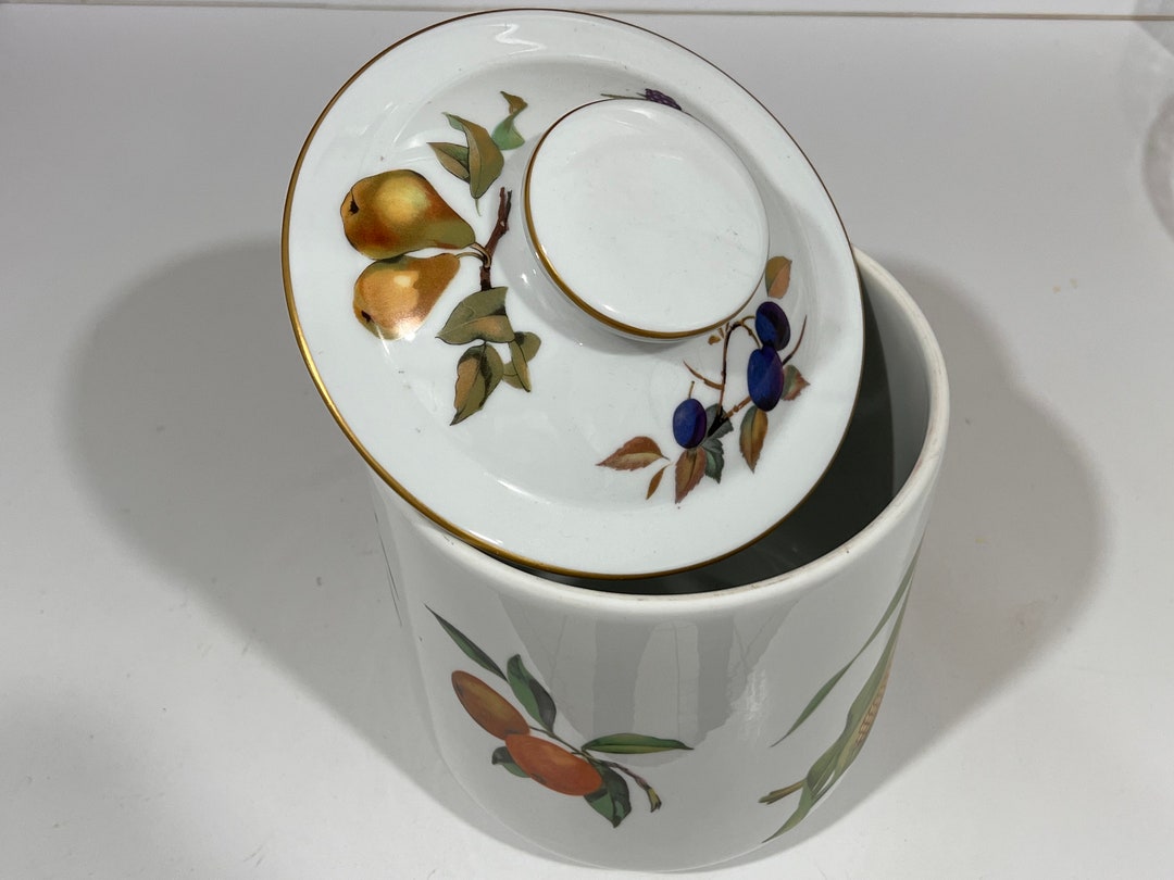 Royal Worcester Evesham Original Porcelain Fine China Canister Jar 22k ...