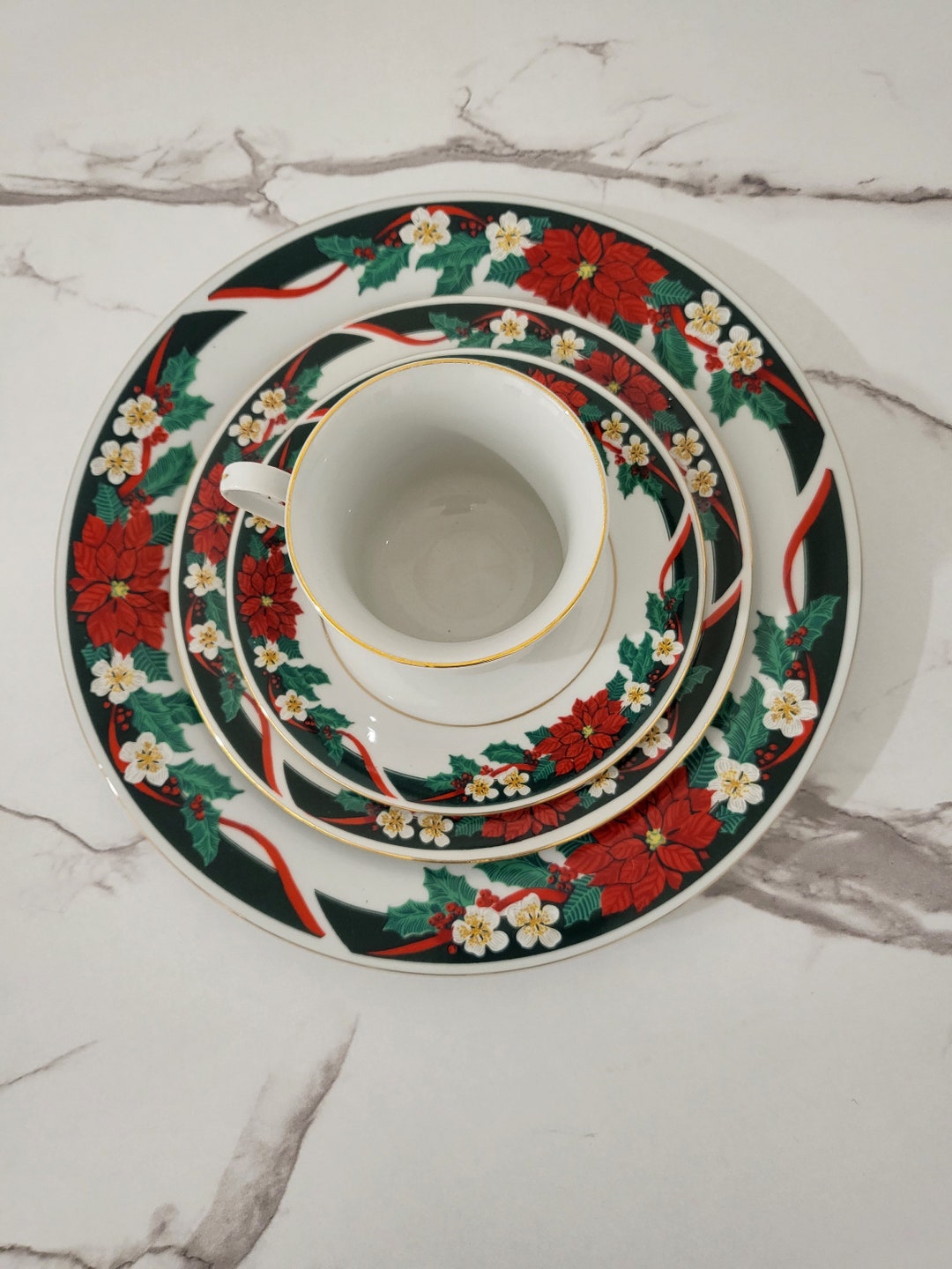 Tienshan Deck the Halls Dinnerware 4 Place Set, 16 Piece Dinnerware - Etsy