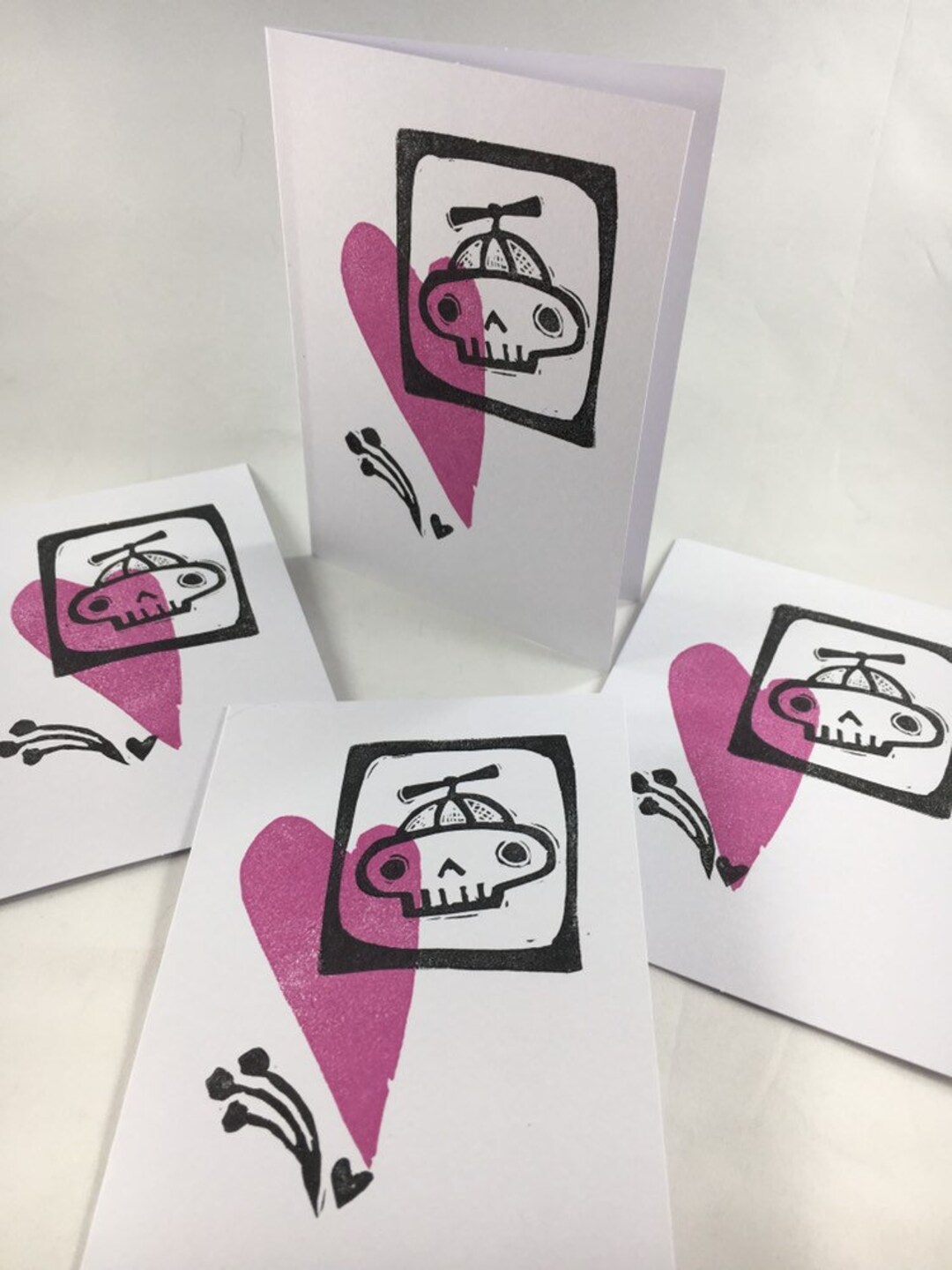 Cute Nerdy Skull Valentines Set of 4 Hand Made Unusual Note Cards - Etsy